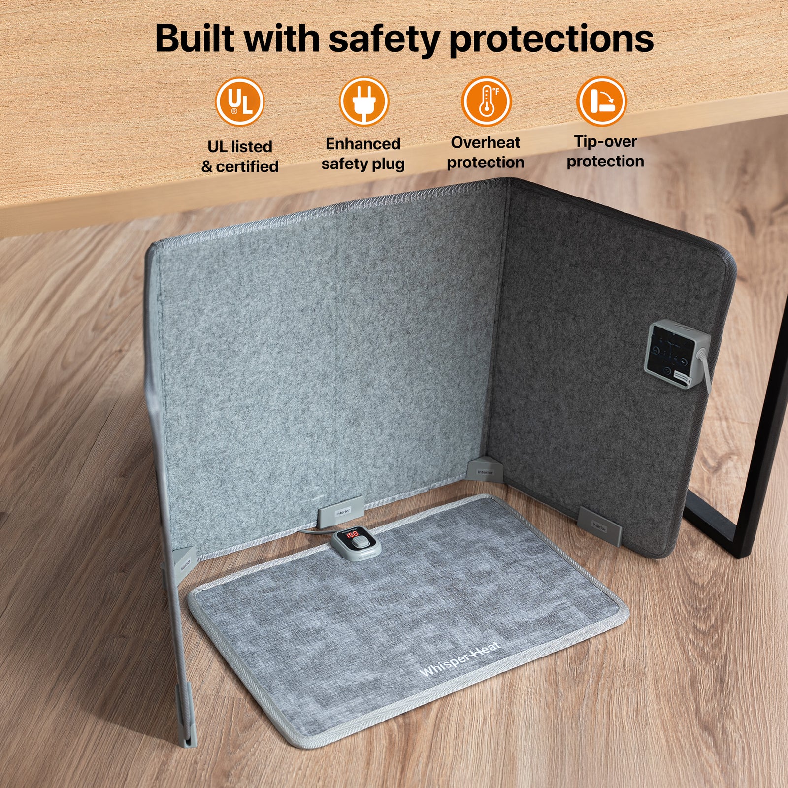 Whisper Heat | Under Desk Heater and Floor Mat Bundle